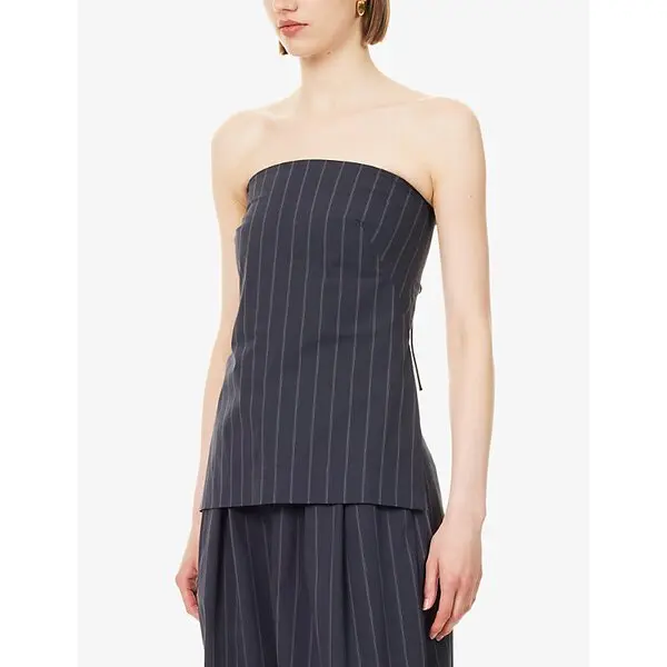 ST. AGNI Strapless Rouleau Tie Cotton Top