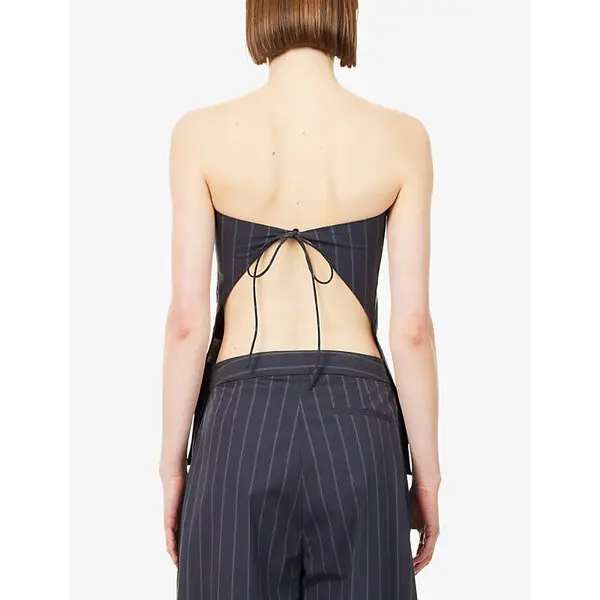 ST. AGNI Strapless Rouleau Tie Cotton Top