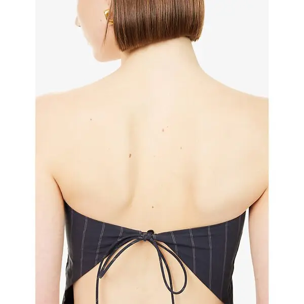 ST. AGNI Strapless Rouleau Tie Cotton Top
