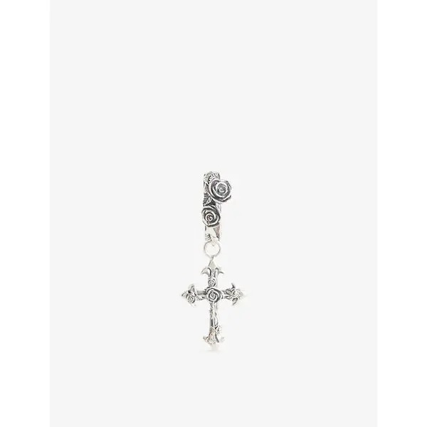 Emanuele Bicocchi Sterling Rose Cross Single Earring - Silver