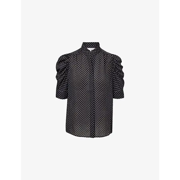 FRAME Gillian Polka-dot Silk Blouse - Black Multi