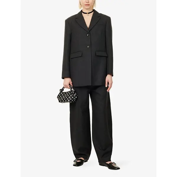 GANNI Wide-leg Wool-blend Trousers