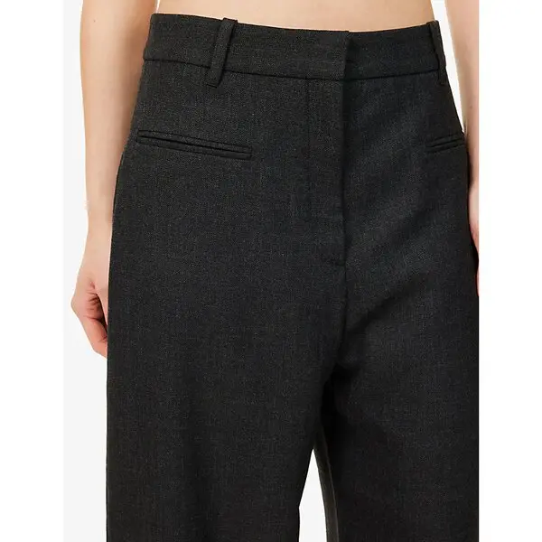 GANNI Wide-leg Wool-blend Trousers