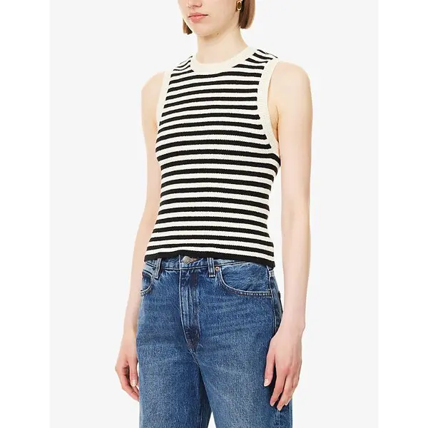 FRAME Coastal Stripe Knitted Tank Top - Cream Multi