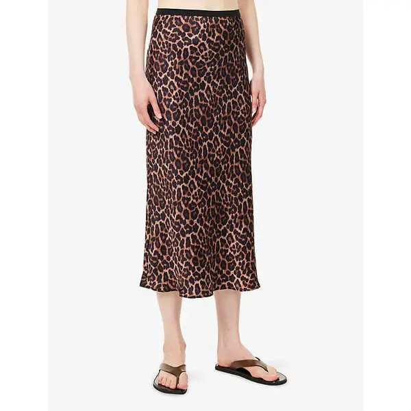 ANINE BING Print Silk Midi Skirt