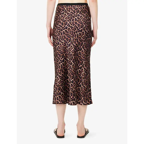 ANINE BING Print Silk Midi Skirt