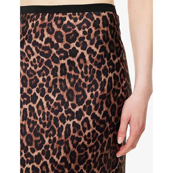 ANINE BING Print Silk Midi Skirt