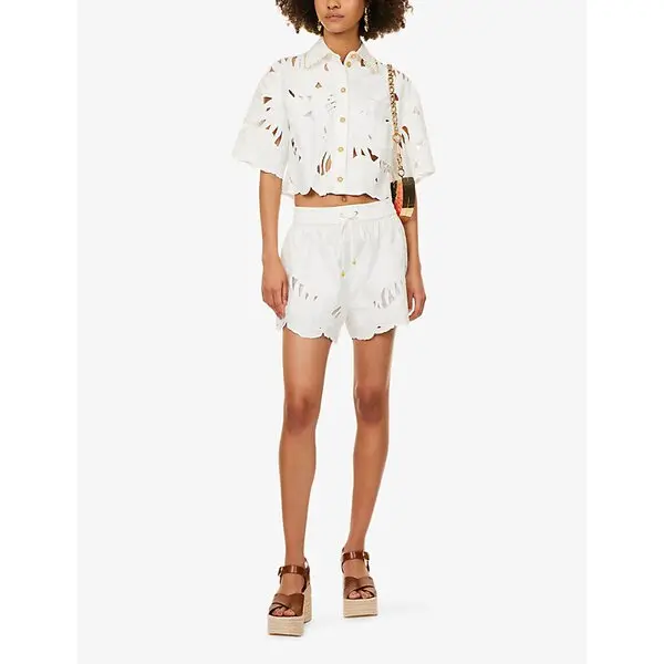 Zimmermann Mahon Embroidered Cotton Shorts