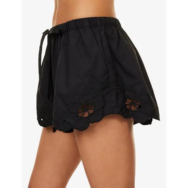 SIR. Klara Embroidered Cotton Shorts - Black