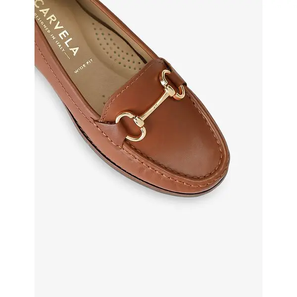 Carvela Wide-fit Leather Loafers With Horsebit Detail - Dk.brn Com