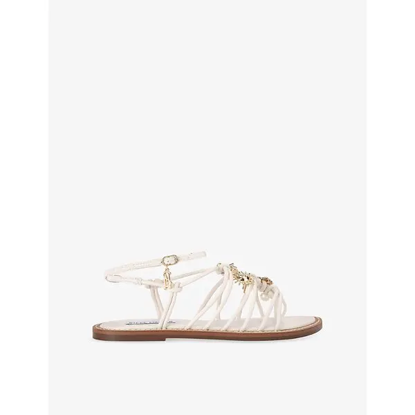 Steve Madden La Charmer Faux-leather Sandals With Celestial Charms - Bone
