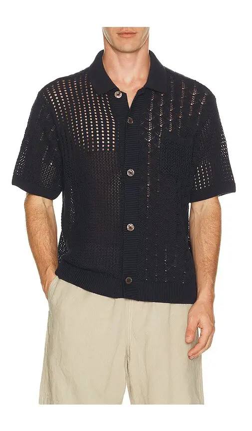 Obey Preston Knitted Shirt In . Also - Navy