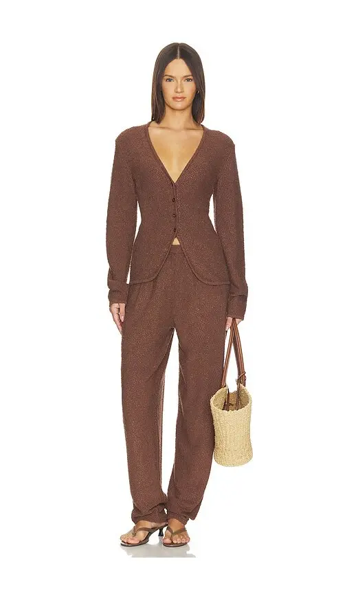 SRG Samita Textured Cardigan - Chocolate