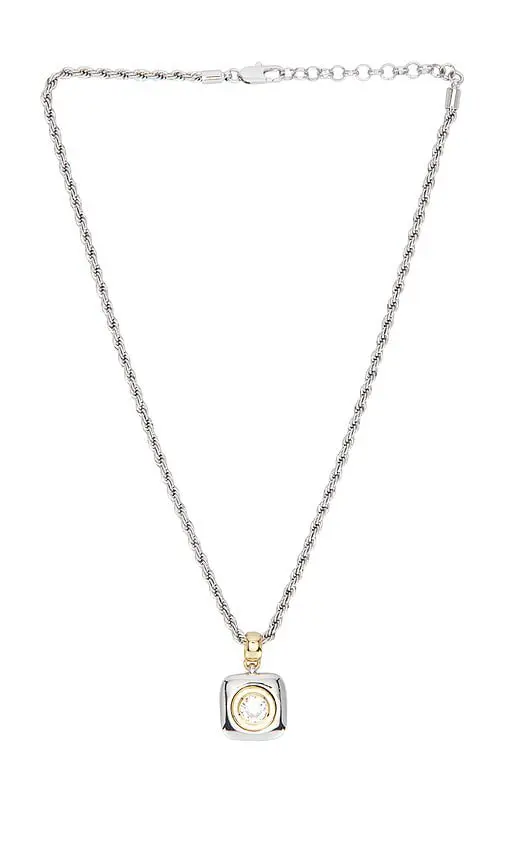 LUV AJ The Luna Bezel Pendant Necklace - Metallic Silver