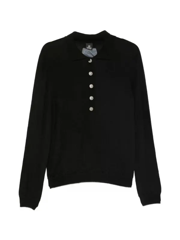 Versace Wool Knitted Button-up Polo Sweater