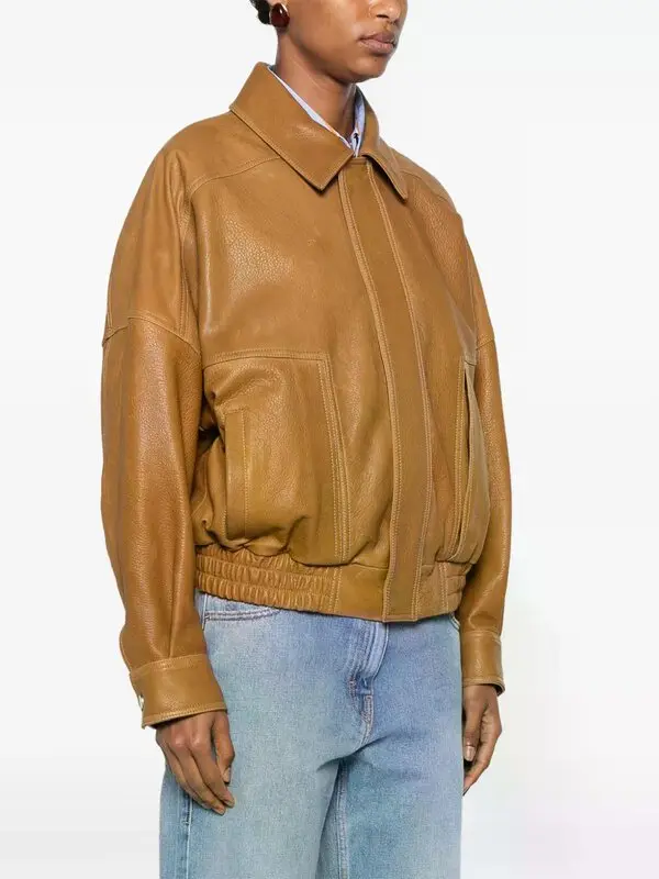 Nour Hammour Dalma Leather Jacket - Brown