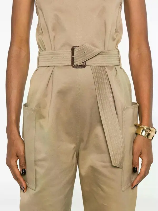 Saint Laurent Strapless Belted Cotton Jumpsuit