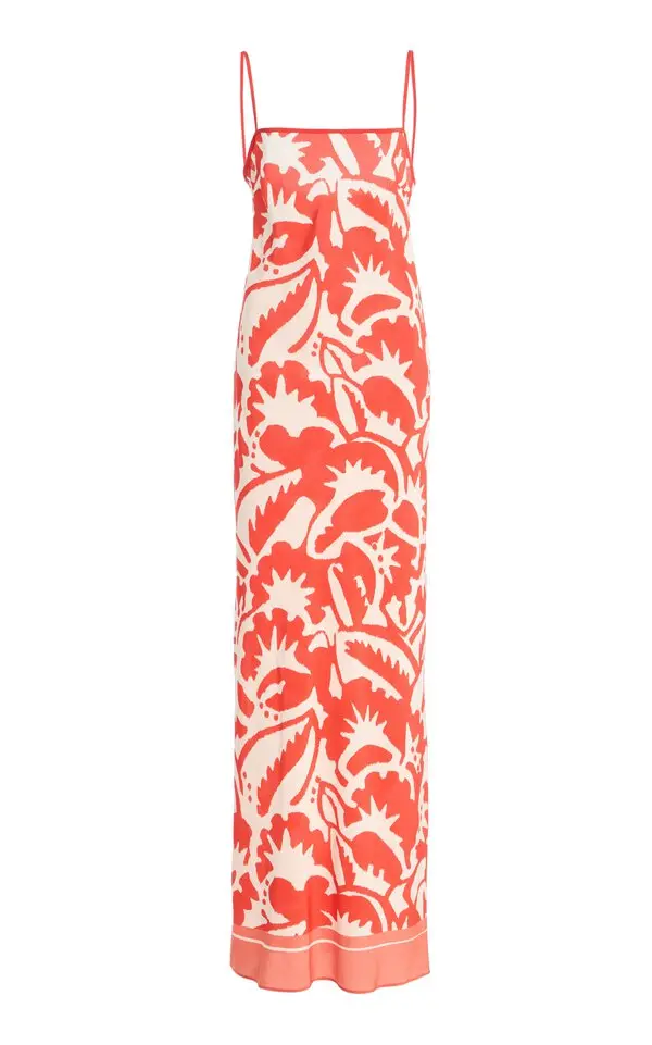 SIR. Printed Silk Crepe De Chine Maxi Dress - Red