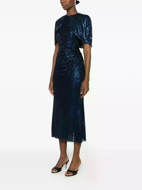 SELF-PORTRAIT Rhinestone Embellished Cape-sleeve Midi Dress