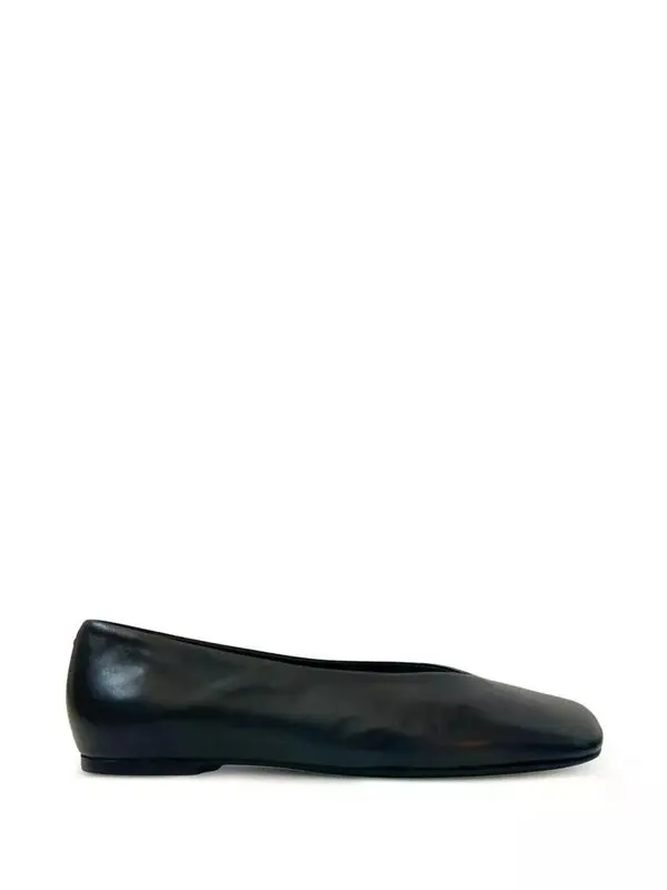 HALMANERA Square-toe Leather Ballet Flats