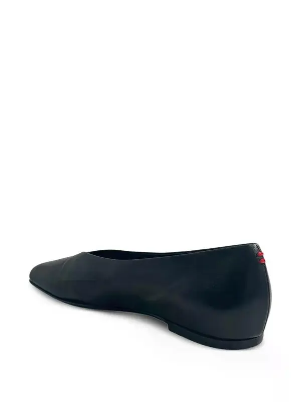 HALMANERA Square-toe Leather Ballet Flats