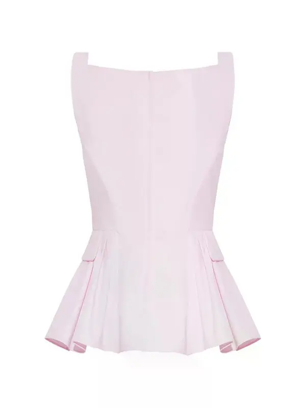 Adam Lippes Square Neck Sleeveless Peplum Blouse