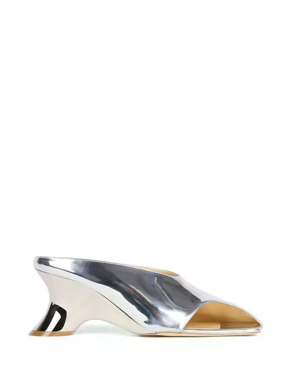 A.W.A.K.E. Mode Metallic Cut-out Mules - Silver