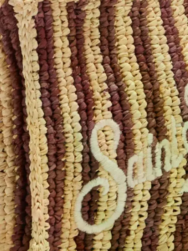 MC2 SAINT BARTH Striped Embroidered Raffia Tote Bag - Neutrals
