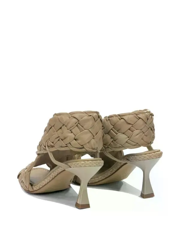 TONI PONS Braided Leather Slingback Sandals With Kitten Heel