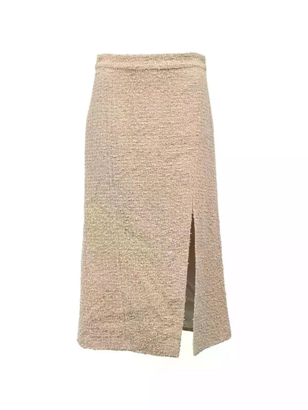 Etro High-waisted Tweed Midi Skirt With Front Slit