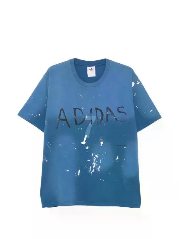 Adidas Paint Splatter Logo Print T-shirt - Blue