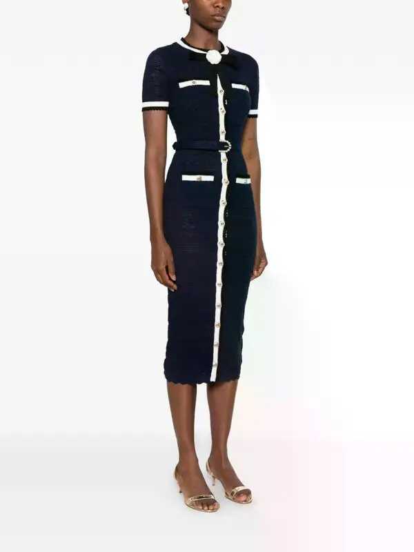 SELF-PORTRAIT Belted Bow Detail Midi Dress
