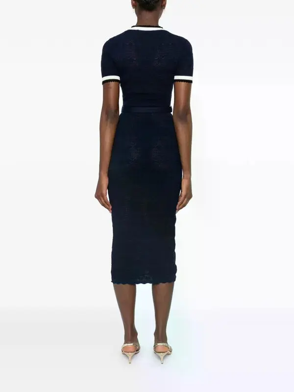 SELF-PORTRAIT Belted Bow Detail Midi Dress