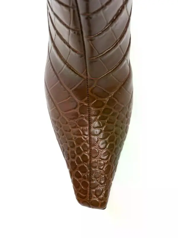 Amina Muaddi Mona Crocodile-effect Pointed-toe Boots