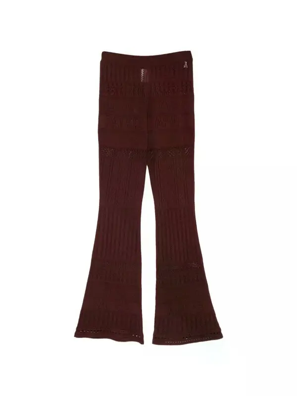 Patrizia Pepe Pointelle Knit Flared Trousers - Brown