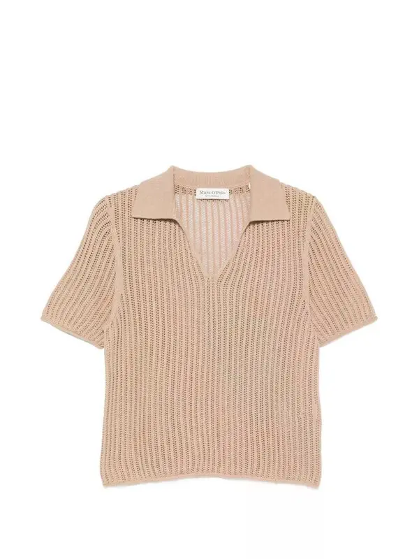 Marc O'polo Open-knit Polo-collar T-shirt - Neutrals