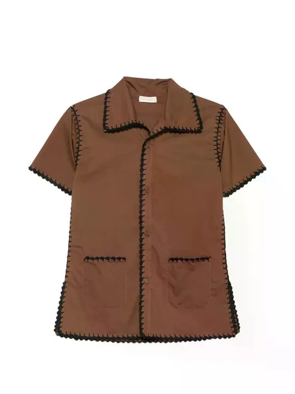TERRY PUESTO Short Sleeve Crochet Trim Shirt