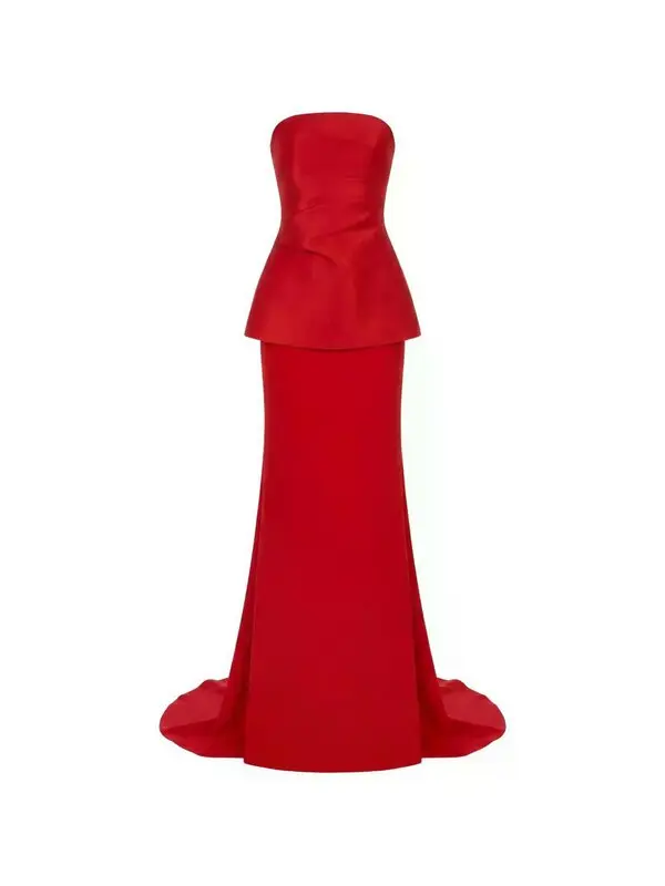 Solace London Strapless Peplum Maxi Dress - Red