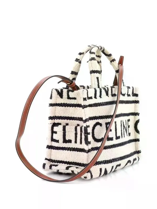 Celine Cabas Thais Logo All Over Textile Small Tote Bag - Neutrals