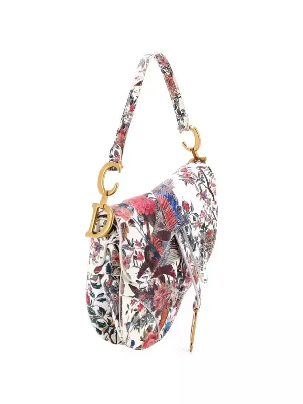 Dior Saddle Handbag With Strap Printed Leather Medium Shoulder Bag - Multicolour