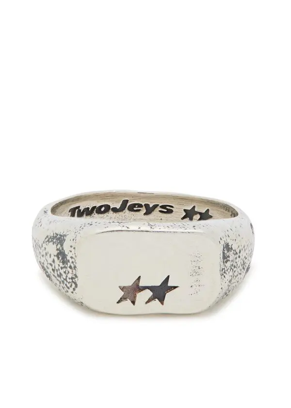 TWOJEYS Elongated Sterling-plated Brass Signet Ring - Silver