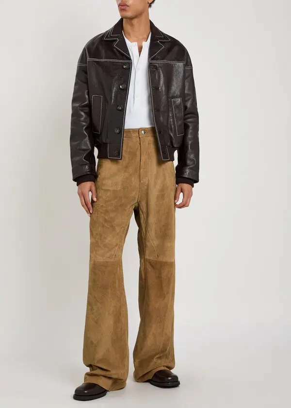 Rick Owens Geth Wide-leg Suede Trousers