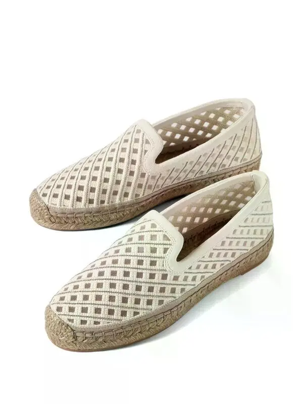 Brunello Cucinelli Cotton And Suede Espadrilles With Precious Net Detailing - Neutrals