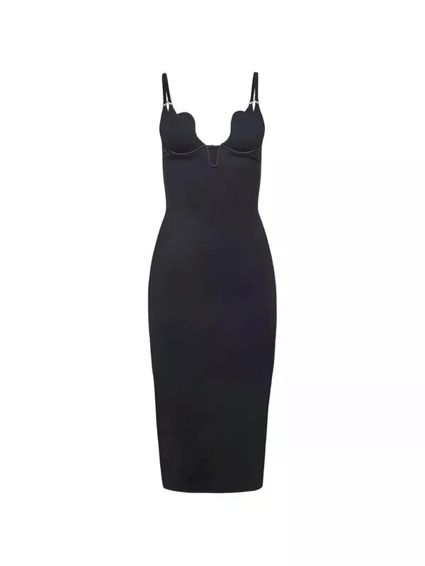 FLEUR DU MAL Plunge Midi Dress - Black