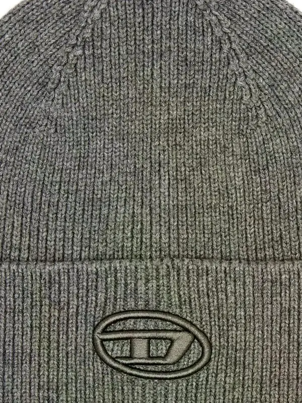 DIESEL® Ribbed Knit Beanie Hat With Embroidered Logo