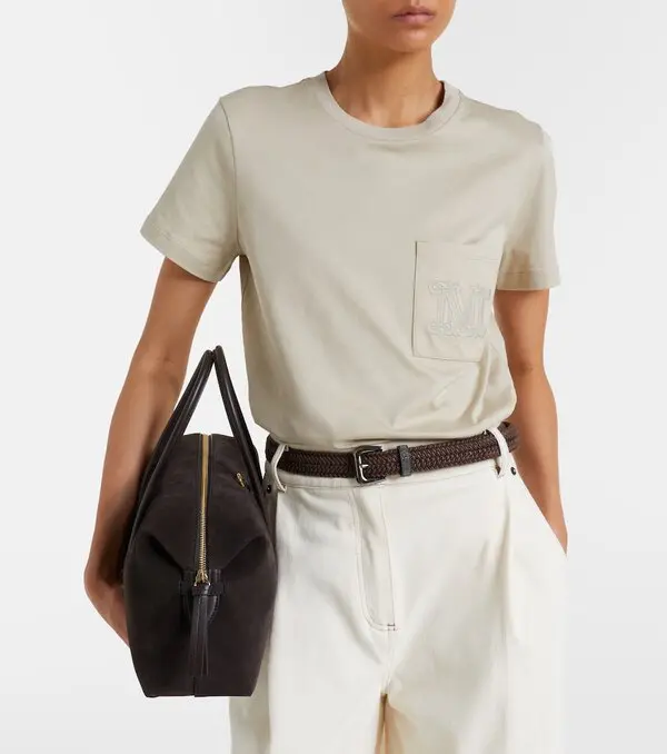 Max Mara Monogram Cotton Jersey T-shirt - Beige