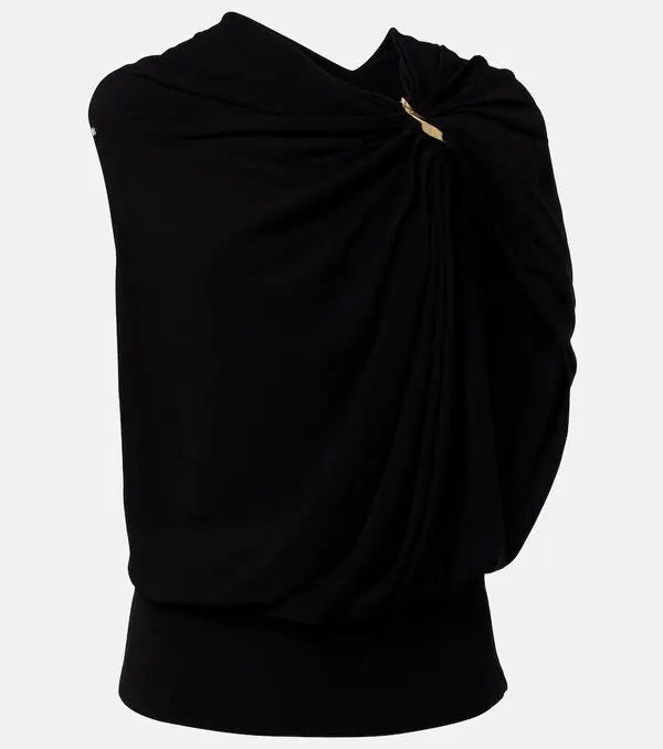 Sportmax Draped Crepe Top - Black