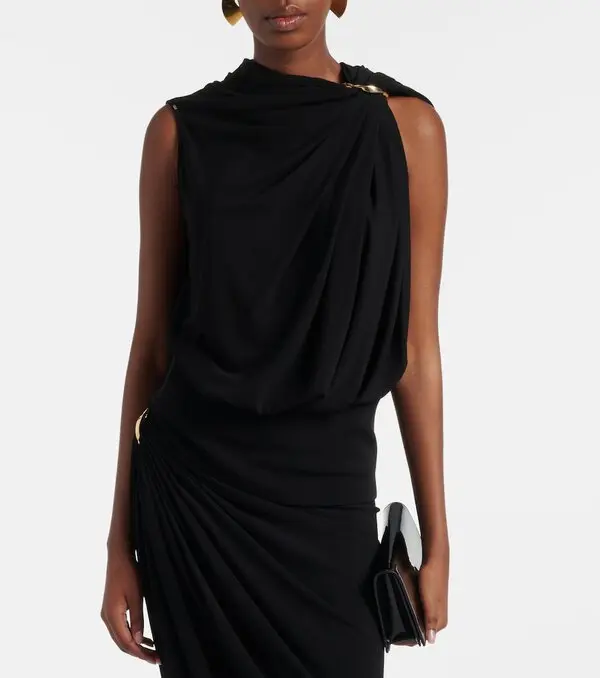 Sportmax Draped Crepe Top - Black