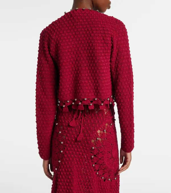Rabanne Studded Crochet Cotton Cardigan