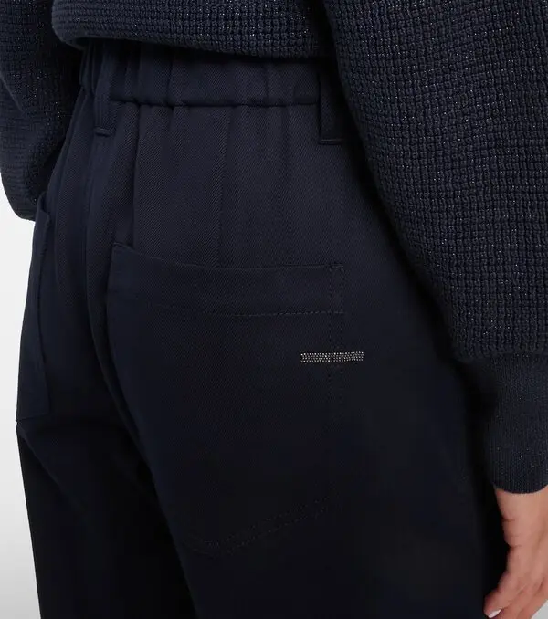 Brunello Cucinelli Monili Cotton-blend Straight Leg Trousers